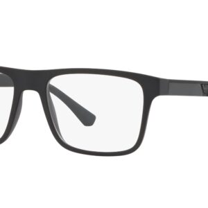 Emporio Armani Men's EA4115F Low Bridge Fit Prescription Eyewear Frames with Two Interchangeable Sun Clip-Ons Rectangular, Matte Black/Clear/Light Grey/Dark Grey, 54 mm