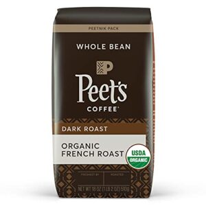 peet's coffee, dark roast whole bean coffee - organic french roast 18 ounce bag, usda organic