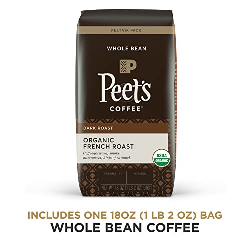 Peet's Coffee, Dark Roast Whole Bean Coffee - Organic French Roast 18 Ounce Bag, USDA Organic