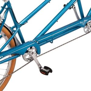 Schwinn Twinn Classic Tandem Adult Beach Cruiser Bike, Double Seater, Low Step Steel Frame, 7-Speed, 650c Urban Tires, Alloy Caliper Brakes, Medium Frame, Blue