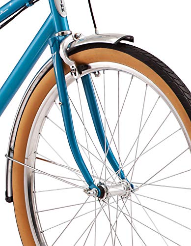 Schwinn Twinn Classic Tandem Adult Beach Cruiser Bike, Double Seater, Low Step Steel Frame, 7-Speed, 650c Urban Tires, Alloy Caliper Brakes, Medium Frame, Blue