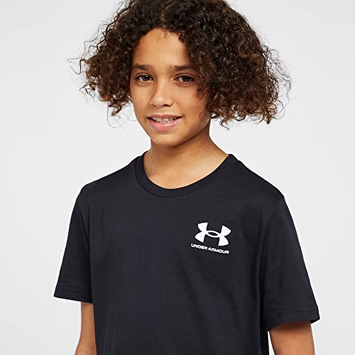 Under Armour Boys' Sportstyle Left Chest Short-Sleeve T-Shirt , Black (001)/White , Youth Medium