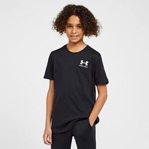 Under Armour Boys' Sportstyle Left Chest Short-Sleeve T-Shirt , Black (001)/White , Youth Medium