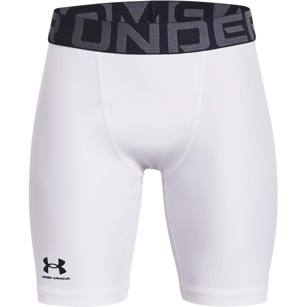 Under Armour Boys HeatGear Armour Shorts , White (100)/Black , Large