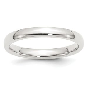 icecarats 925 sterling silver 3mm comfort fit plain classic wedding band ring size 7.00