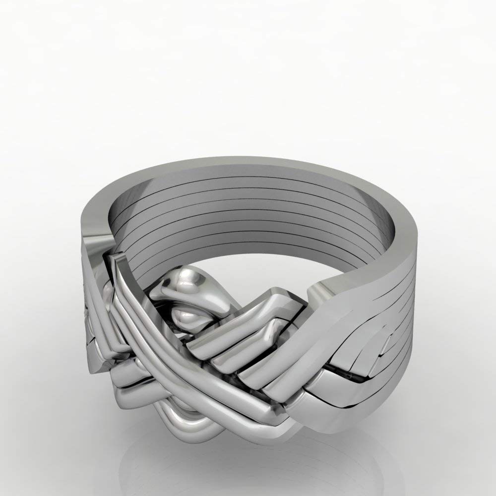 Ebruli 8 Band Classical Handmade Puzzle ring 925 Sterling Silver interlocking Knot Ring Women Men size 4 – 15 Silver (7.5)