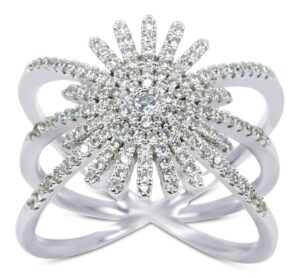 savlano 18k white gold plated cubic zirconia starburst ring for women (9)