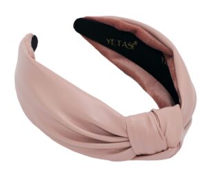 yetasi headbands for women pink trendy head bands for women's hair faux leather knotted headband for women is a top knot womens headbands fashion designer