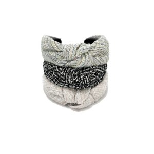 YETASI Black Knotted Headband for Women with Hints of White Threading is Unique. Tweed White Black Headbands for Women Top Knot