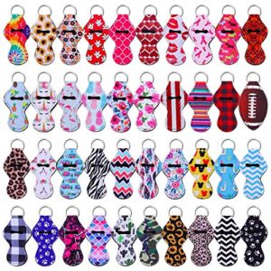 shynek chapstick holder keychain, 40pcs lip balm holder keychain set (neoprene, multicolor, women, portable)