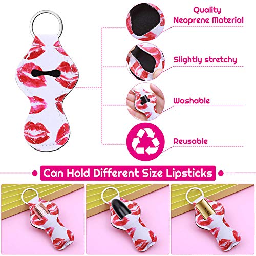 shynek Chapstick Holder Keychain, 40Pcs Lip Balm Holder Keychain Set (Neoprene, Multicolor, Women, Portable)