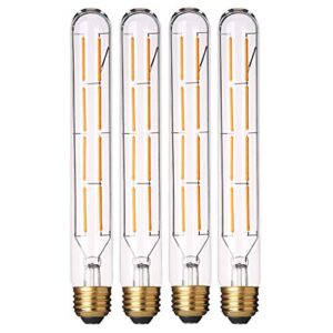 yfxrlight dimmable t10 edison led long tubular bulb 4000k daylight white,8w vintage filament bulb 80w equivalent, e26 base led bulb, 8.9inch, pack of 4