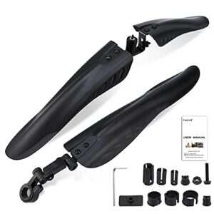 tagvo bike fender set, 3 parts-universal full cover thicken widen bicycle mudguard set mountain bike front and rear mud guard portable adjustable bike fender mudflap for mtb mountain road bike