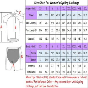 Uriah Women's Bicycle Jersey Bib Shorts Black Set Short Sleeve Reflective with Rear Zippered Bag Butterfly Flower Size M