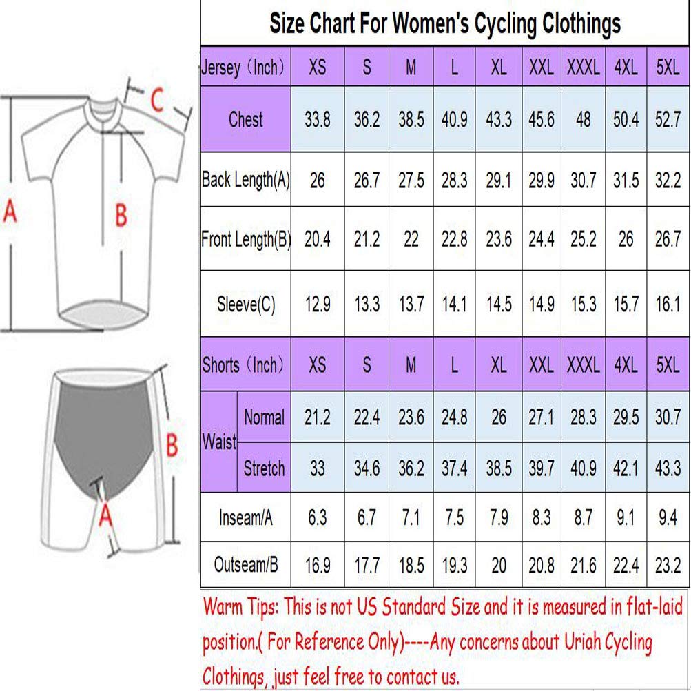 Uriah Women's Bicycle Jersey Bib Shorts Black Set Short Sleeve Reflective with Rear Zippered Bag Butterfly Flower Size M