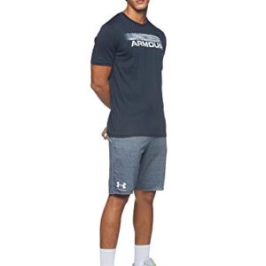 Under Armour Mens Rival Terry Shorts , Pitch Gray Full Heather (012)/Onyx White , X-Large