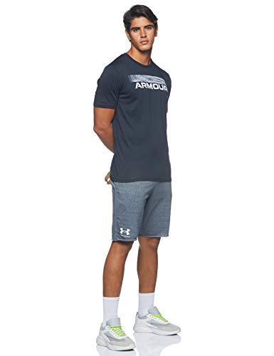 Under Armour Mens Rival Terry Shorts , Pitch Gray Full Heather (012)/Onyx White , X-Large