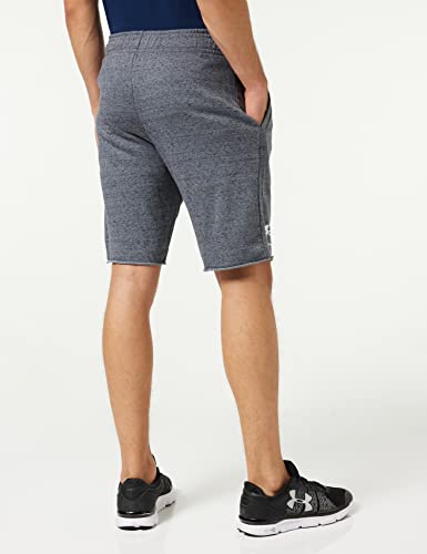 Under Armour Mens Rival Terry Shorts , Pitch Gray Full Heather (012)/Onyx White , X-Large