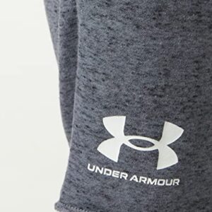 Under Armour Mens Rival Terry Shorts , Pitch Gray Full Heather (012)/Onyx White , X-Large