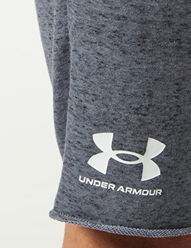 Under Armour Mens Rival Terry Shorts , Pitch Gray Full Heather (012)/Onyx White , X-Large