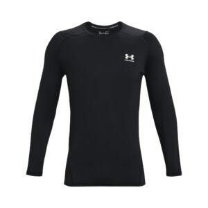 under armour men's armour heatgear fitted long-sleeve t-shirt , black (001)/white , large