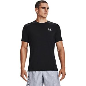 under armour men's armour heatgear fitted short-sleeve t-shirt , black (001)/white , large