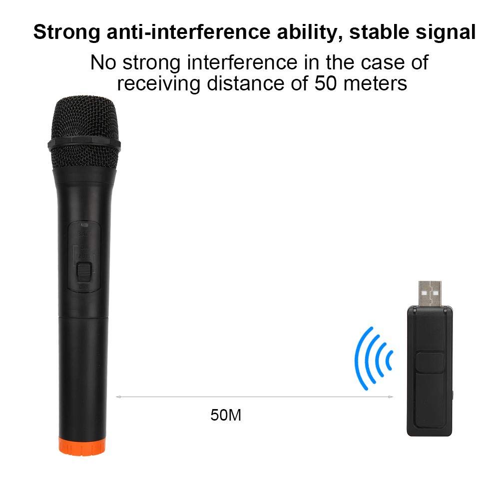 Tangxi VHF Wireless Microphone, Universal Handheld Karaoke Mic Speaker, Over 110 DB Outdoor Indoor Cordless Microphone System with USB Reciver for Singing, Karaoke, Speech, Wedding,