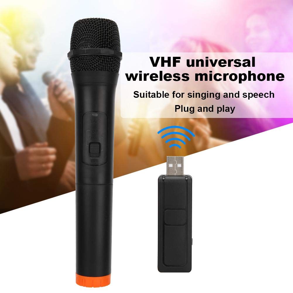 Tangxi VHF Wireless Microphone, Universal Handheld Karaoke Mic Speaker, Over 110 DB Outdoor Indoor Cordless Microphone System with USB Reciver for Singing, Karaoke, Speech, Wedding,