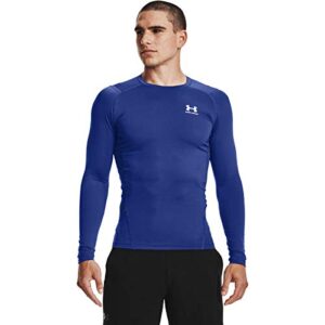 under armour men's armour heatgear compression long-sleeve t-shirt , royal blue (400)/white, large