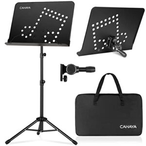 cahaya portable sheet music stand: 3 in 1 dual-use sheet music stand & desktop book stand adjustable 31.4–55.9 in with book stand support, carrying bag