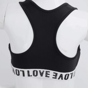 Moily Girls Two Piece Athletic Outfit Sports Bra Crop Top with Booty Shorts for Gymnastics/Dance/Workout Racer Black 8-10 Years