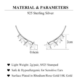 SLUYNZ 925 Sterling Silver Star Crawler Earrings Cuff for Women Climber Earrings Wrap (A-Silver)