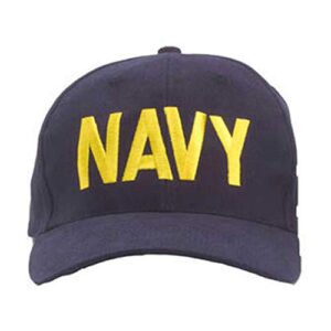 VetFriends.com US Navy Embroidered Cap Navy Blue with Yellow Thread