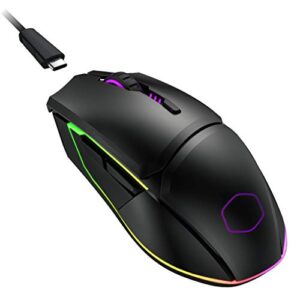 cooler master mm831 gaming mouse with 32000 dpi adjustable via software, 2.4ghz and bluetooth wireless, pbt buttons, and qi charging support