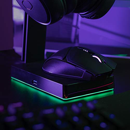 Cooler Master MM831 Gaming Mouse with 32000 DPI adjustable via software, 2.4GHz and Bluetooth Wireless, PBT Buttons, and Qi Charging Support