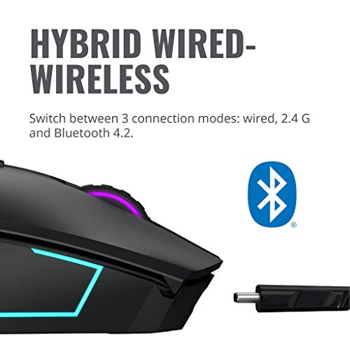 Cooler Master MM831 Gaming Mouse with 32000 DPI adjustable via software, 2.4GHz and Bluetooth Wireless, PBT Buttons, and Qi Charging Support