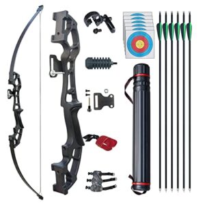 d&q archery 50" takedown bow and arrows set for adults 30lb 40lb metal riser right hand longbow kit for beginner to intermediate hunting target(black, 40lb)