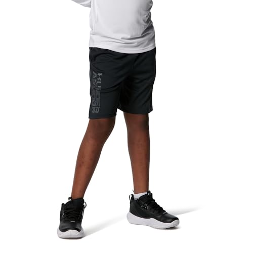 Under Armour boys Prototype 2.0 Wordmark Shorts , Black (002)/Pitch Gray , Youth Large