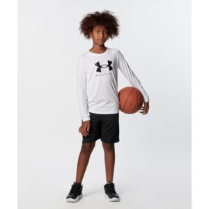 Under Armour boys Prototype 2.0 Wordmark Shorts , Black (002)/Pitch Gray , Youth Large