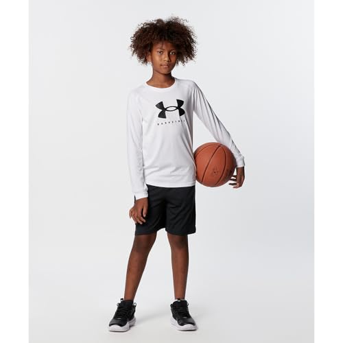 Under Armour boys Prototype 2.0 Wordmark Shorts , Black (002)/Pitch Gray , Youth Large