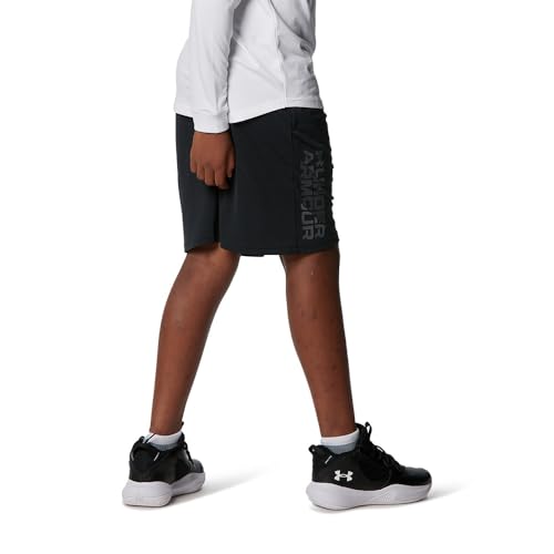 Under Armour boys Prototype 2.0 Wordmark Shorts , Black (002)/Pitch Gray , Youth Large