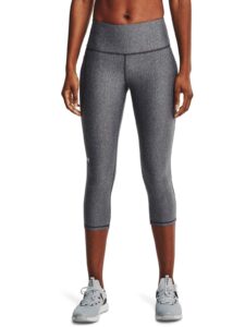 under armour womens heatgear armour high waisted pocketed no-slip capri , charcoal light heather (019)/white , medium