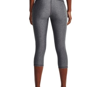 Under Armour Womens HeatGear Armour High Waisted Pocketed No-Slip Capri , Charcoal Light Heather (019)/White , Medium