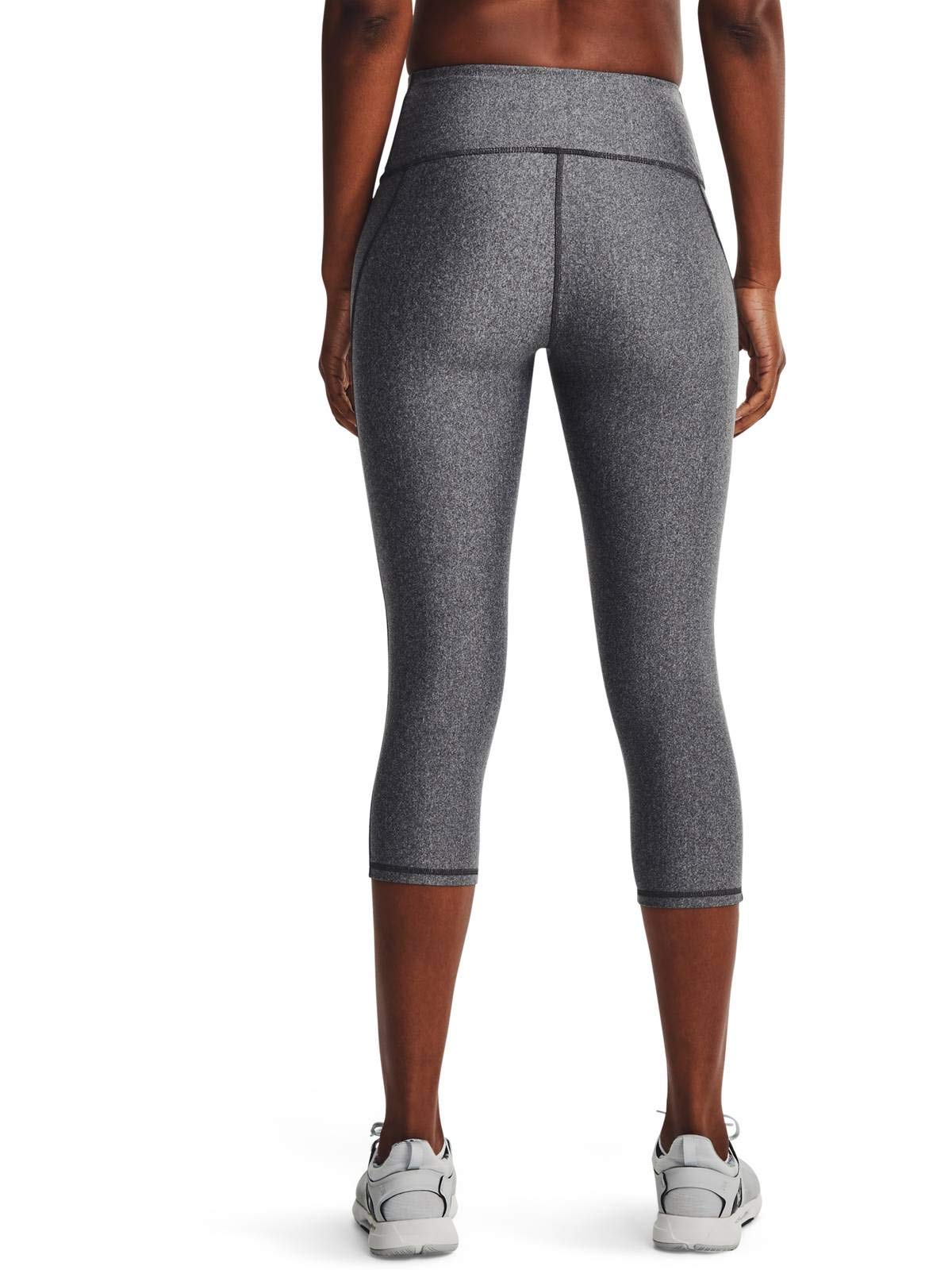 Under Armour Womens HeatGear Armour High Waisted Pocketed No-Slip Capri , Charcoal Light Heather (019)/White , Medium