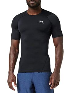 under armour men's armour heatgear compression short-sleeve t-shirt , black (001)/white, medium