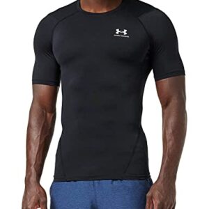 Under Armour Men's Armour HeatGear Compression Short-Sleeve T-Shirt , Black (001)/White, Medium