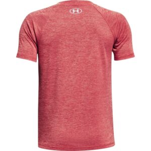 Under Armour boys Tech Split Logo Hybrid Short-Sleeve T-Shirt , Red (600)/Black , Youth X-Small