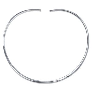 classic simple plain flat slider contoured collar curved choker necklace for women polished.925 silver sterling add pendant 3mm