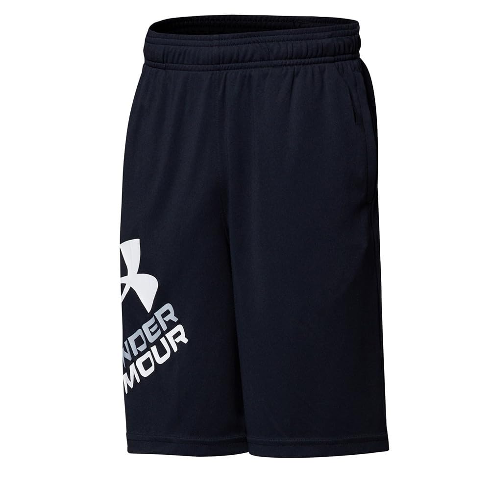 Under Armour boys Prototype 2.0 Logo Shorts , Black (001)/White , Youth Medium