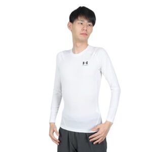 under armour men's armour heatgear compression long-sleeve t-shirt , white (100)/black, large